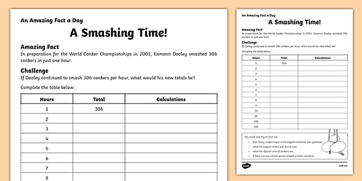 A Smashing Time Worksheet / Worksheet, worksheet - Twinkl