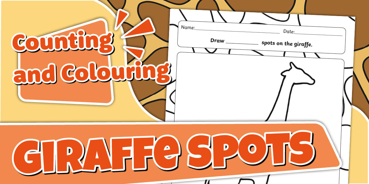 Giraffe Spots Counting and Coloring Sheet