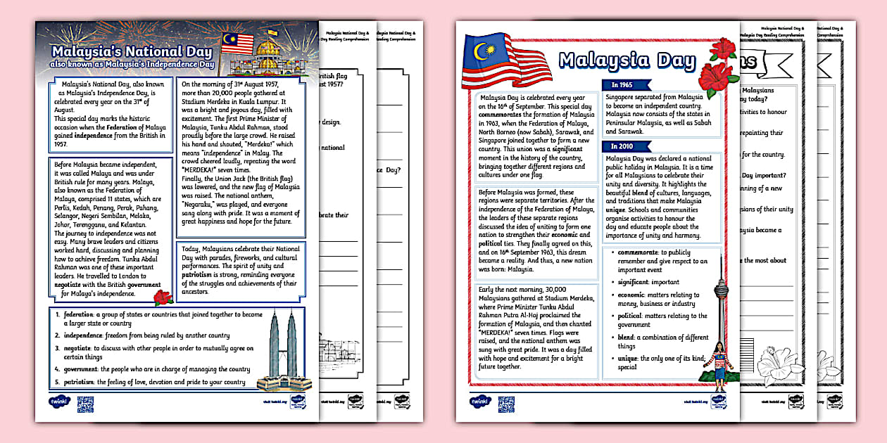 Malaysia Day Reading Comprehension: Hari Merdeka in English