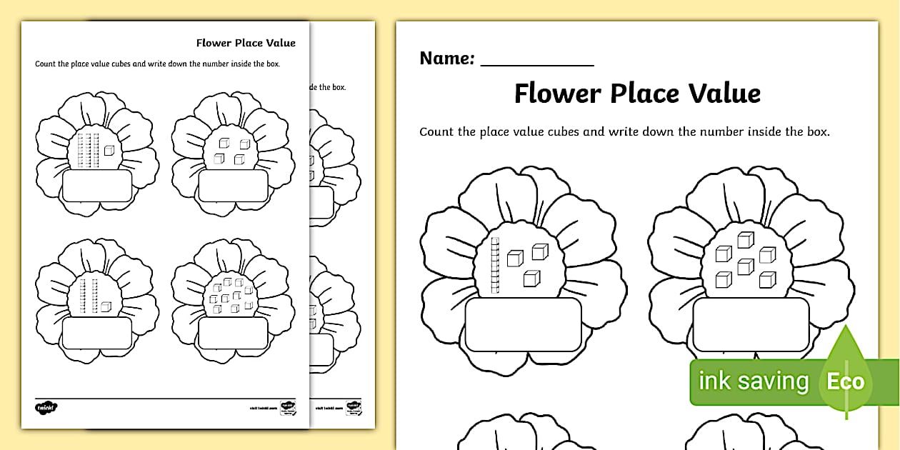 Flower Place Value Activity Sheet (teacher made) - Twinkl