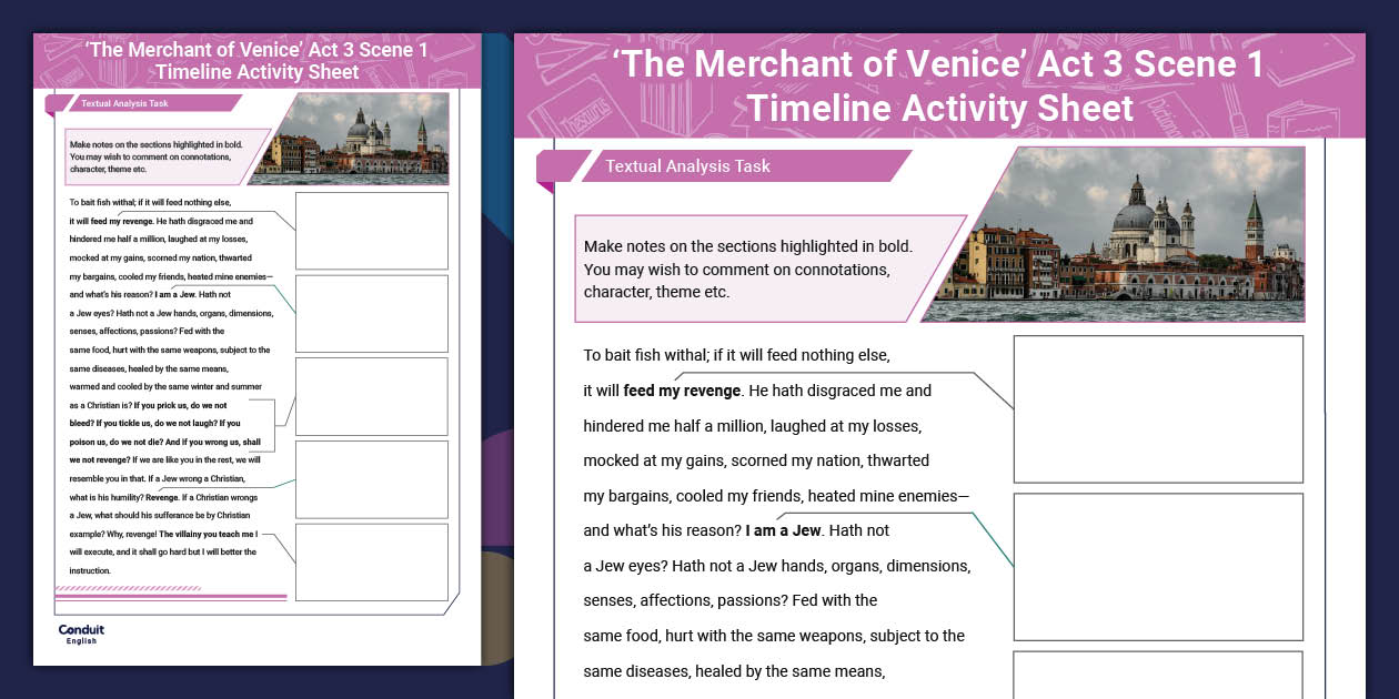 'The Merchant of Venice' Act 3 Scene 1 Timeline - Twinkl
