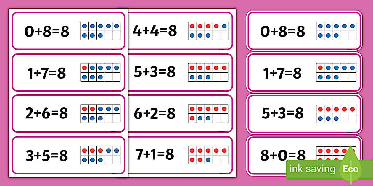 👉 Number Bonds to Eight Flashcards - Twinkl