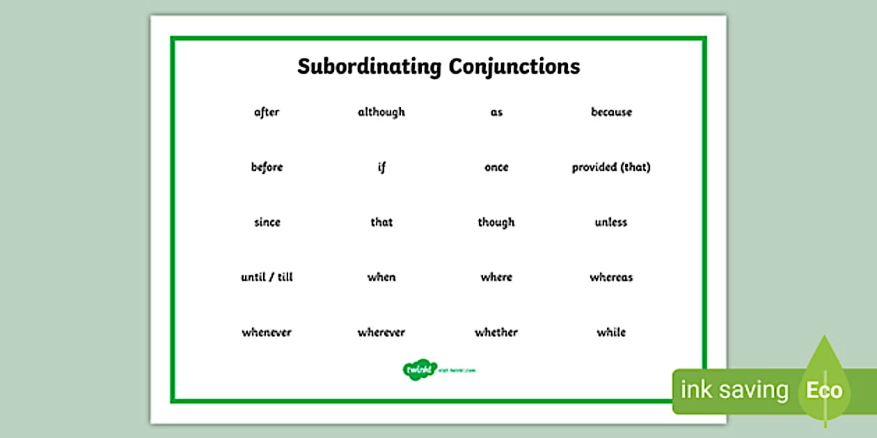 Subordinating Conjunctions Word Mat | Primary Resource