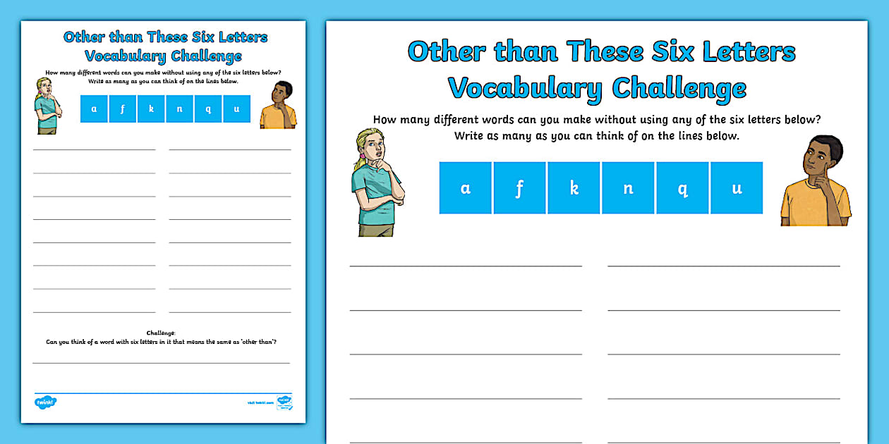 Other than These Six Letters Vocabulary Challenge Activity