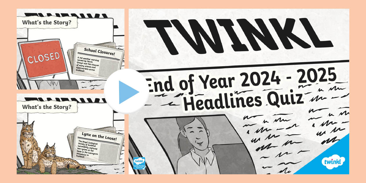 End of School Year Headlines Quiz 2024-2025 PowerPoint