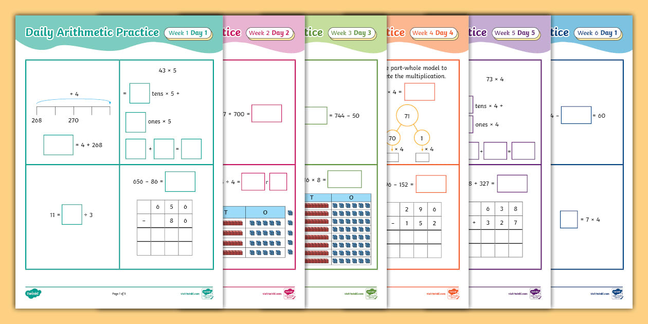 👉 Year 3 Spring 2 Daily Arithmetic Practice Pack - Twinkl