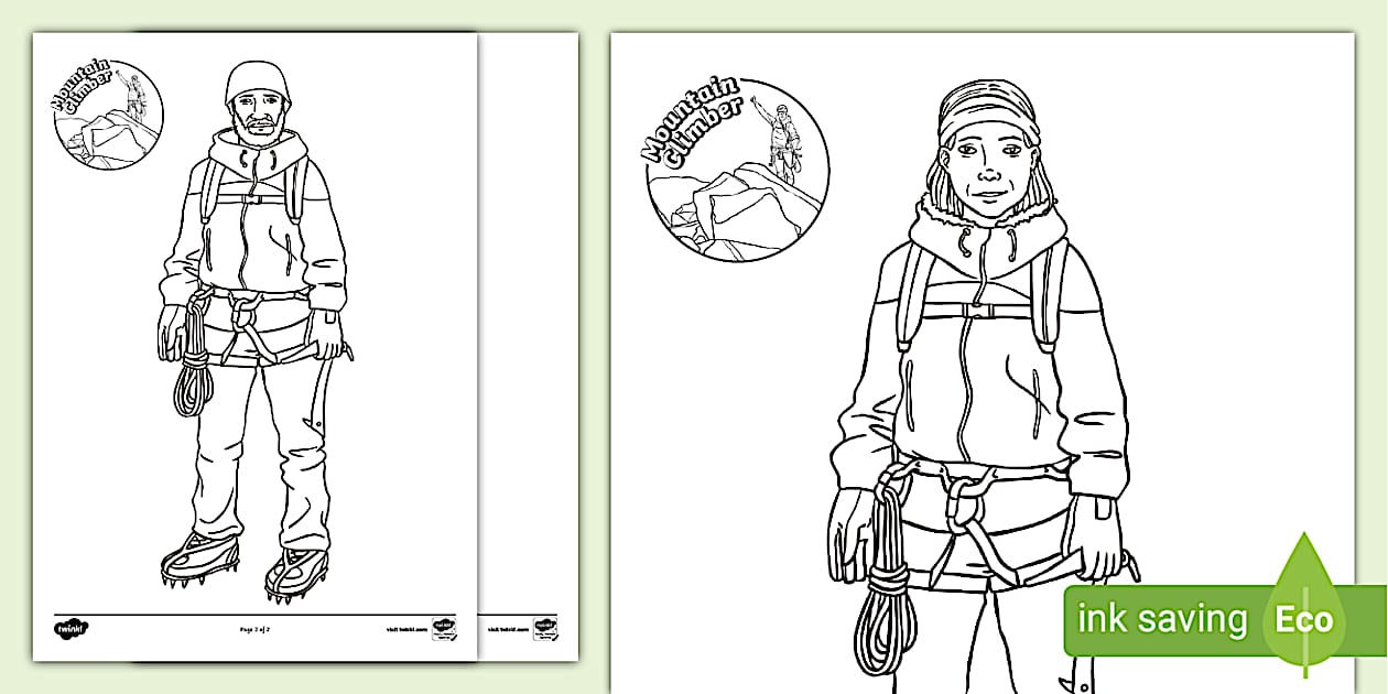 Female Mountain Climber Colouring Sheet (teacher made)