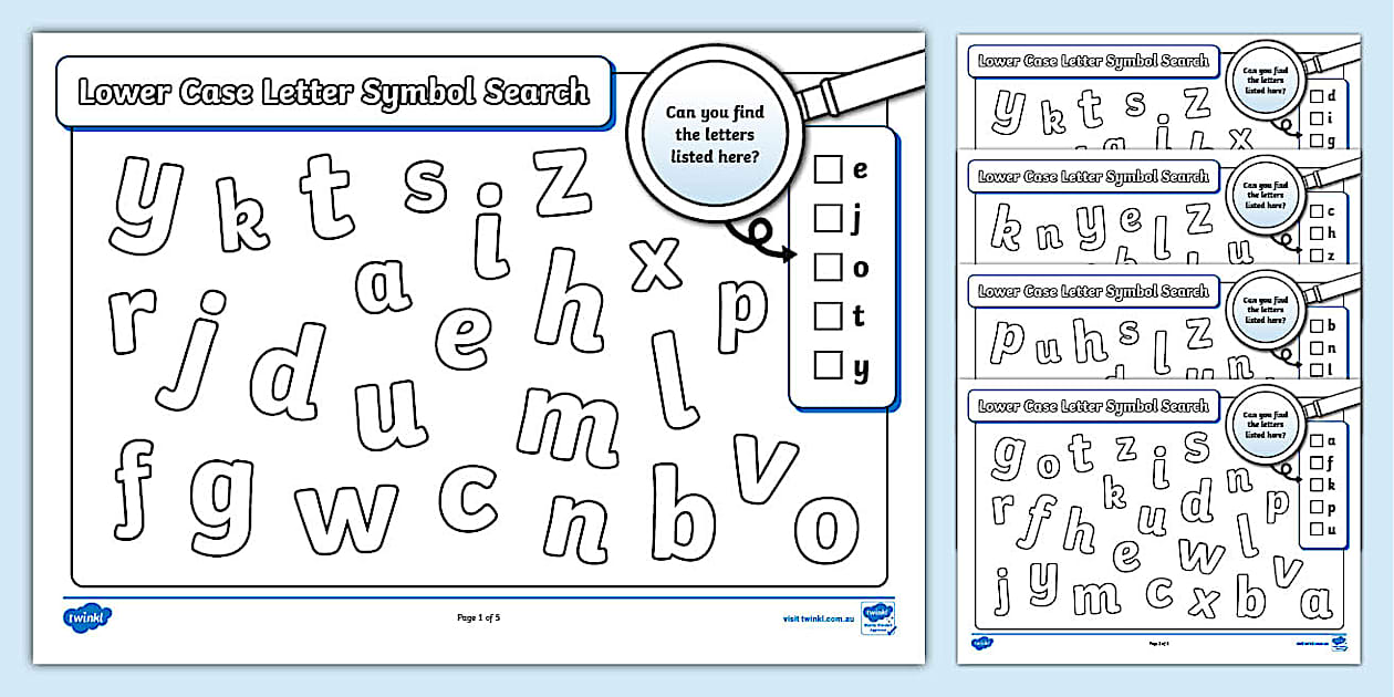 Lower Case Letter Symbol Search (teacher made) - Twinkl