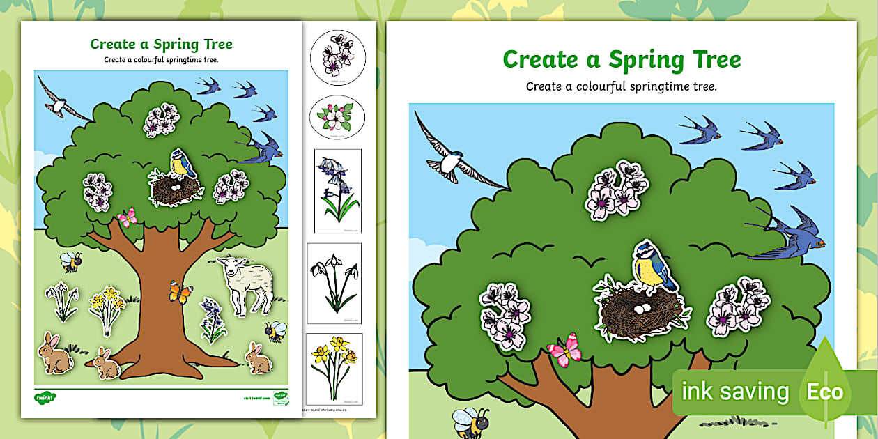 Spring Tree Cutting Skills Activity - Twinkl
