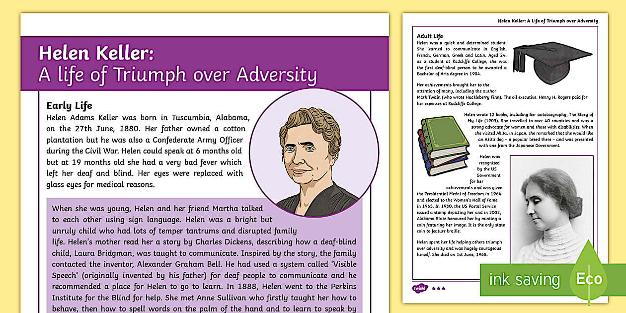 Helen Keller: Differentiated Fact File (teacher made)