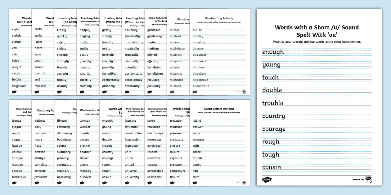 Year 3 Term 1 to 3 Handwriting Practice Bumper Spelling Pack