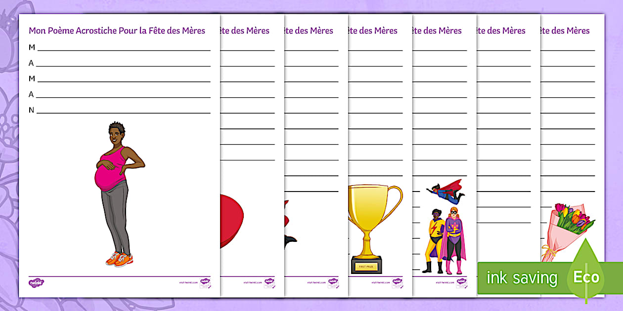Mother's Day Acrostic Poem - French (teacher made) - Twinkl