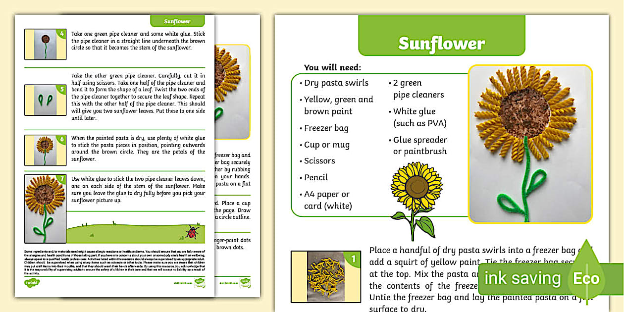 Sunflower Craft Activity - KS1 - Twinkl