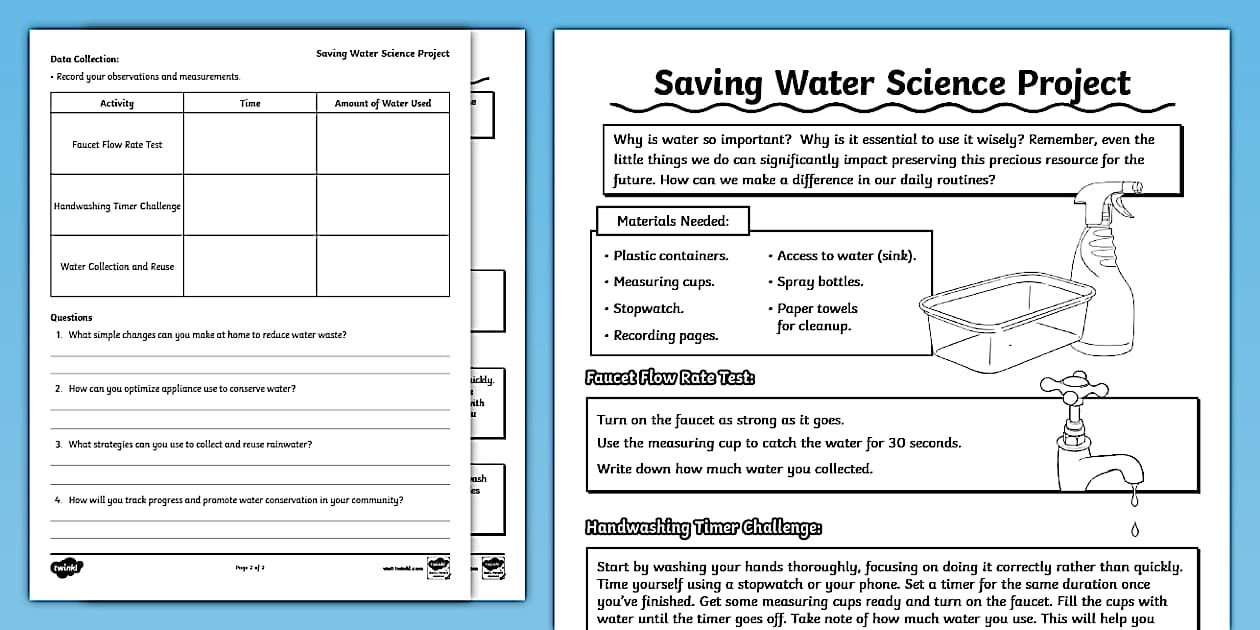 Save Water Activities Science Project | Twinkl USA - Twinkl