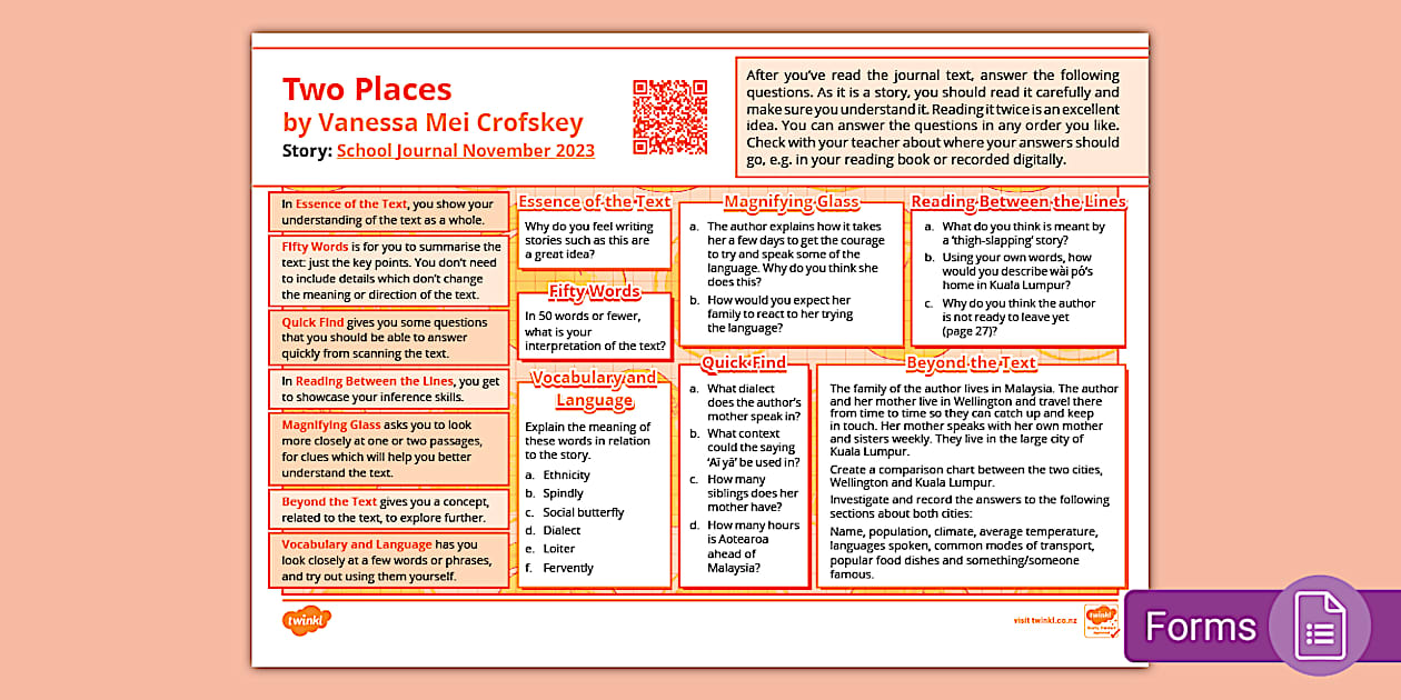 L4 November 2023 Two Places Essay Comprehension - Twinkl