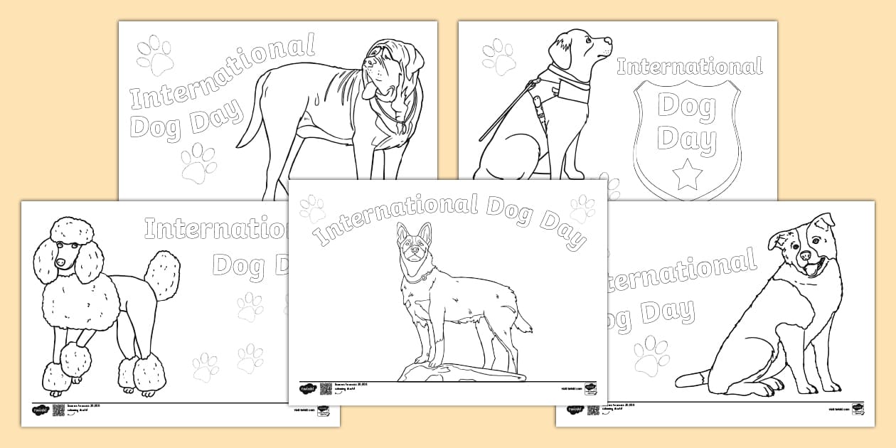 KS1 International Dog Day Colouring Pages - Animals - Twinkl