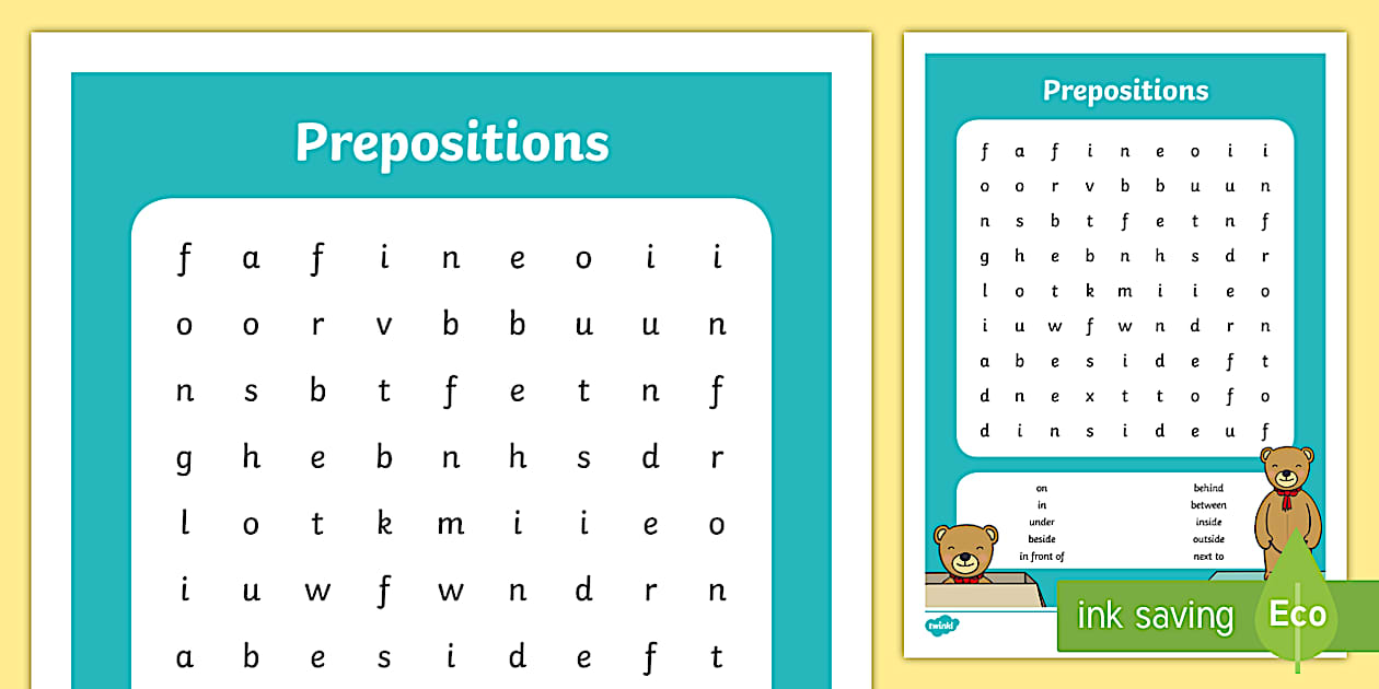 Editable Preposition Word Search (teacher made) - Twinkl