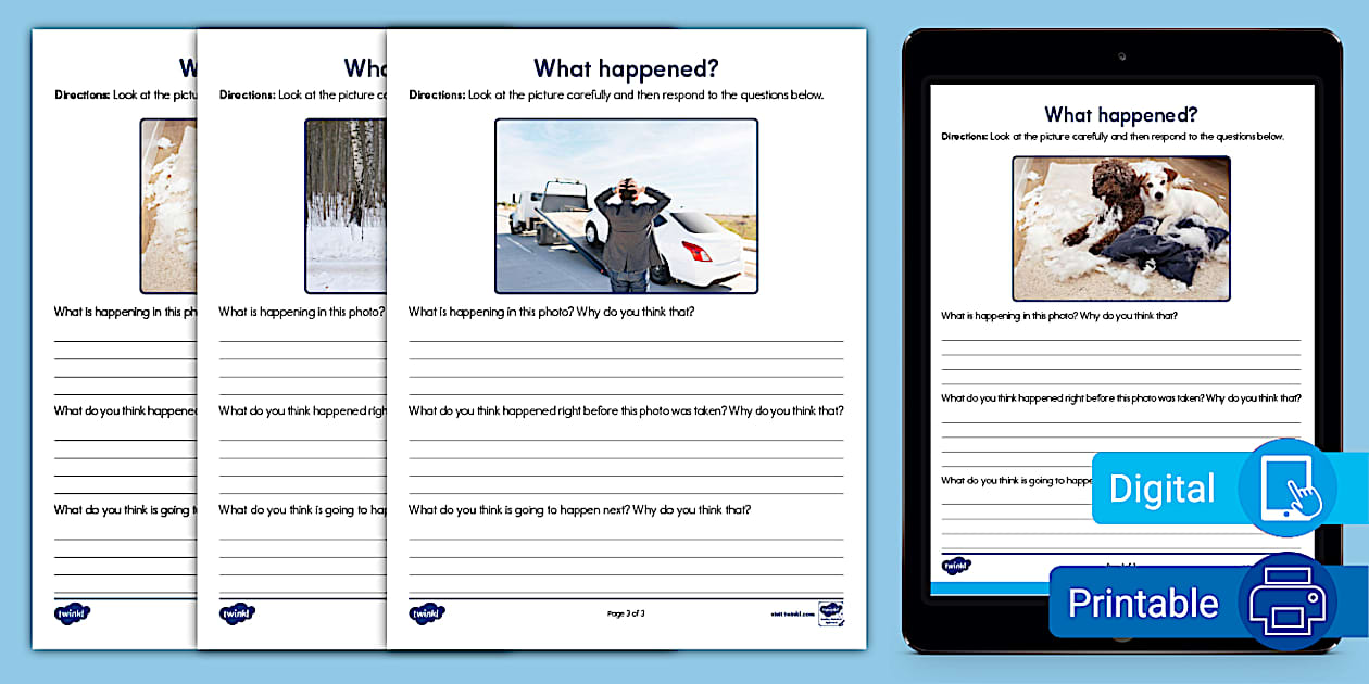 What Happened? Photo Inferencing Worksheet for K-2nd Grade