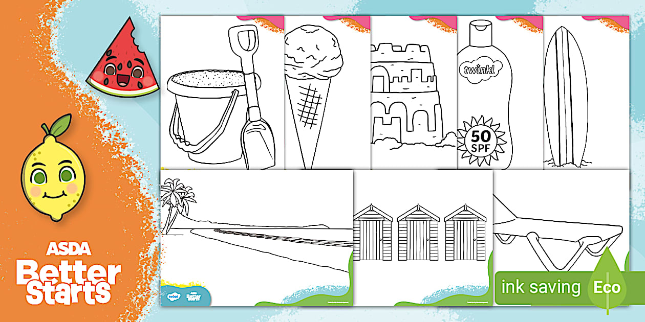 FREE! - ASDA Better Starts: Seaside Colouring - Twinkl