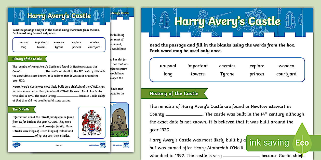 Harry Avery's Castle Cloze Procedure (teacher made) - Twinkl
