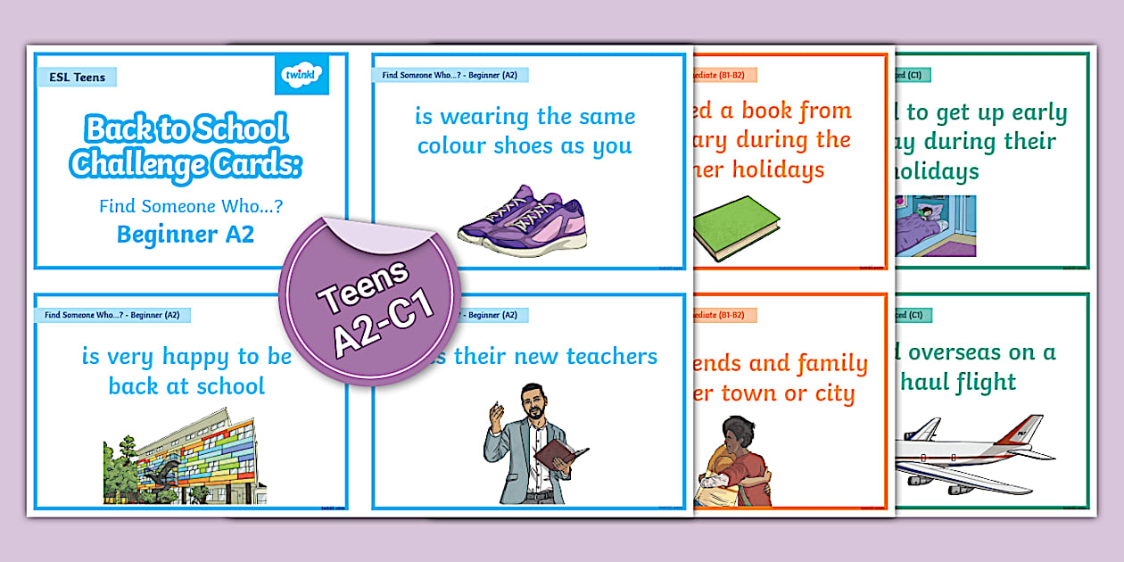 ESL Back to School Challenge Cards: Find Someone Who