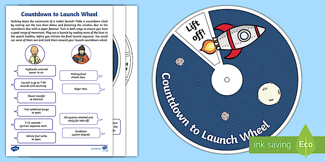 Countdown to Launch Wheel Worksheet / Worksheet - Twinkl