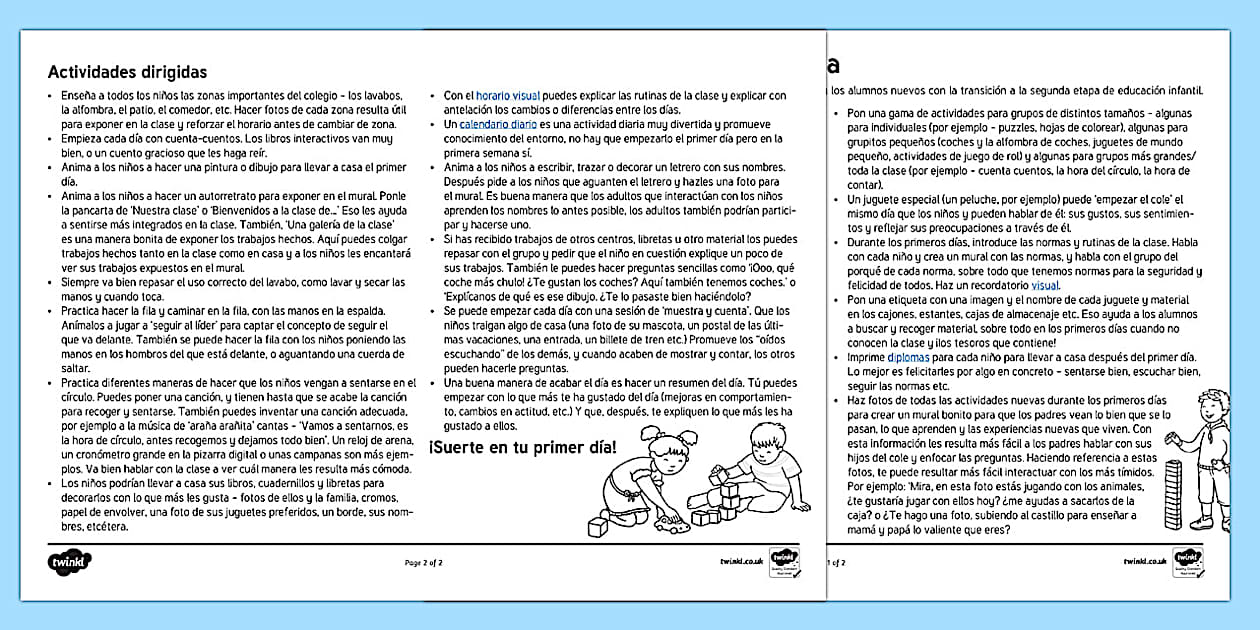 Pack de actividades para la vuelta al cole Guía - Twinkl