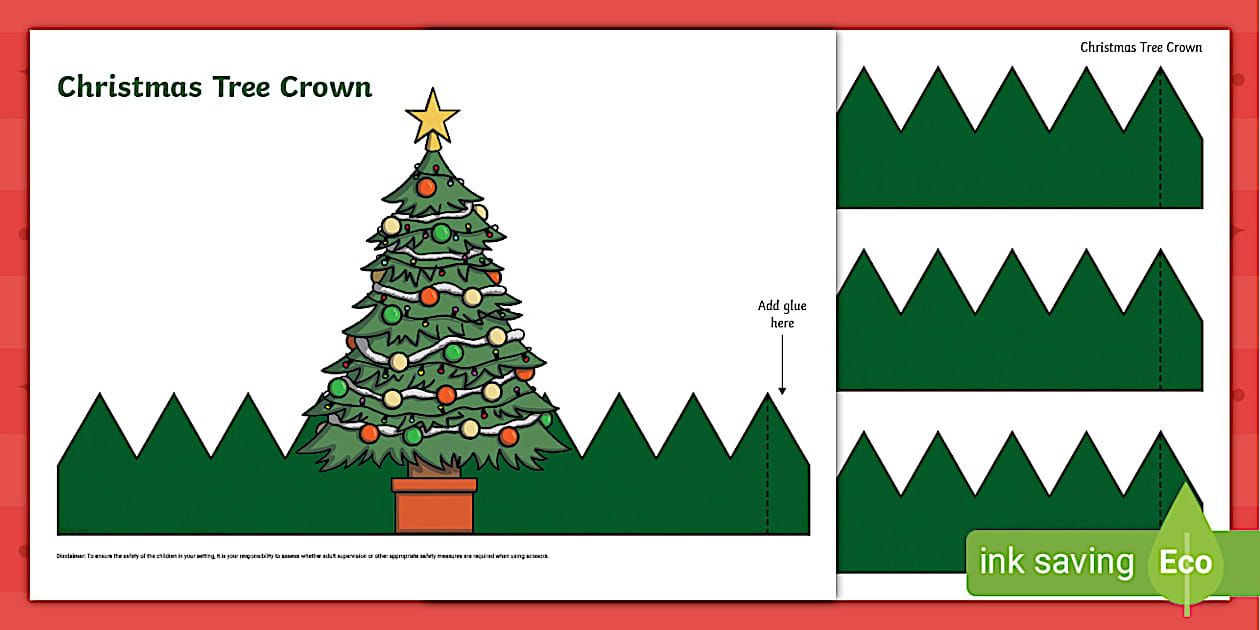 Christmas Tree Crown Template (teacher made) - Twinkl