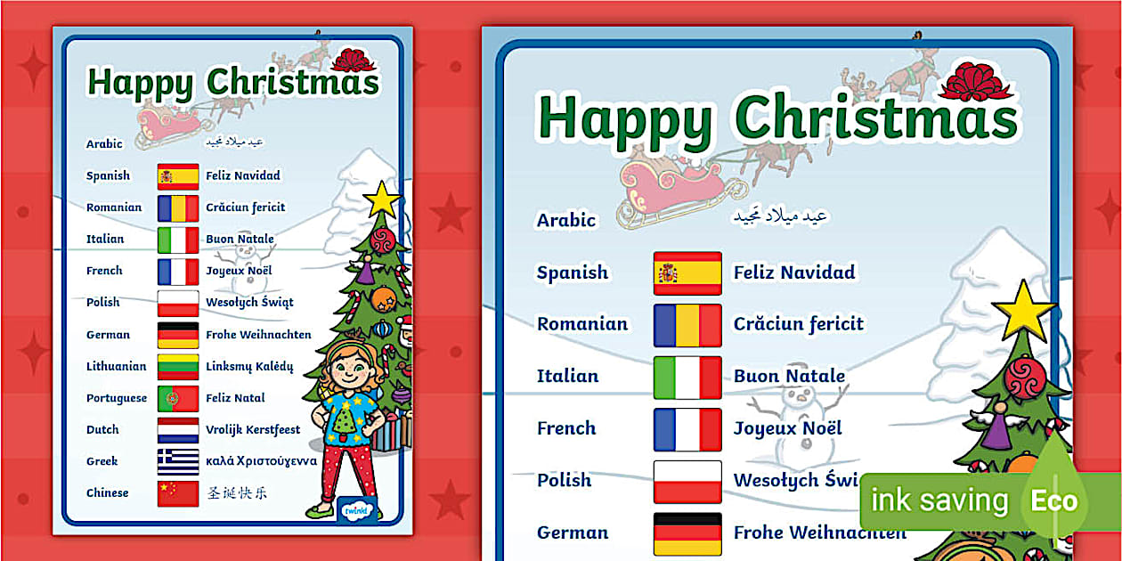 Christmas Mixed Language Signs (teacher made) - Twinkl