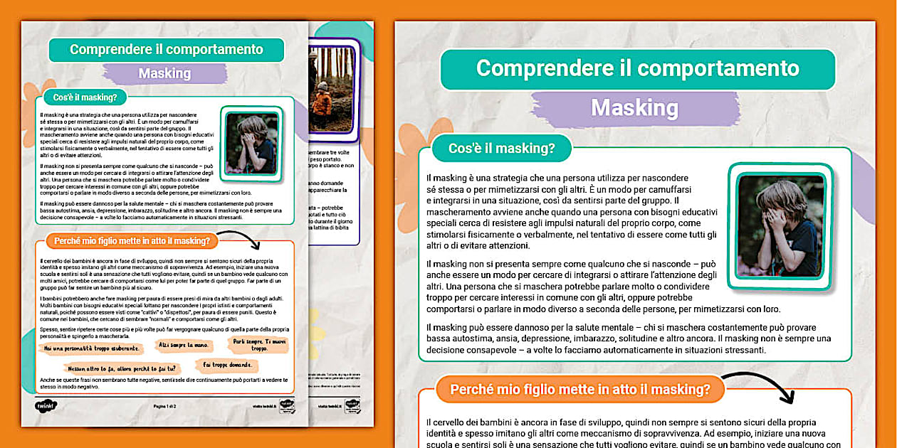 Comprendere i comportamenti: il masking (teacher made)