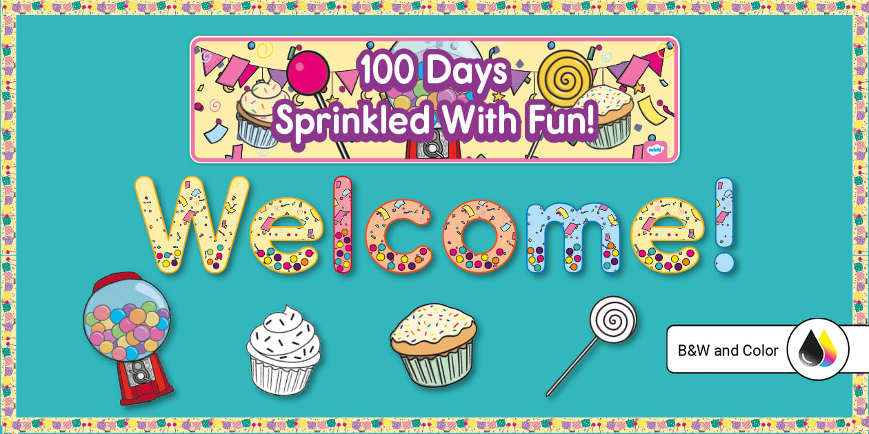 100 Days Sprinkled With Fun Bulletin Board Pack - Twinkl