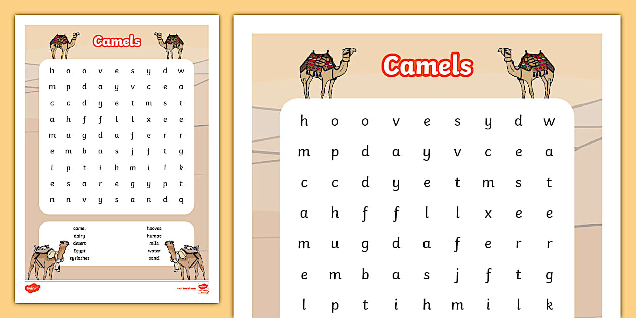 Camel Word Search (teacher made) - Twinkl