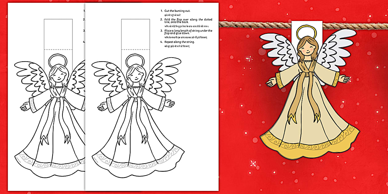 Christmas Angel Display Bunting English/Hindi (teacher made)