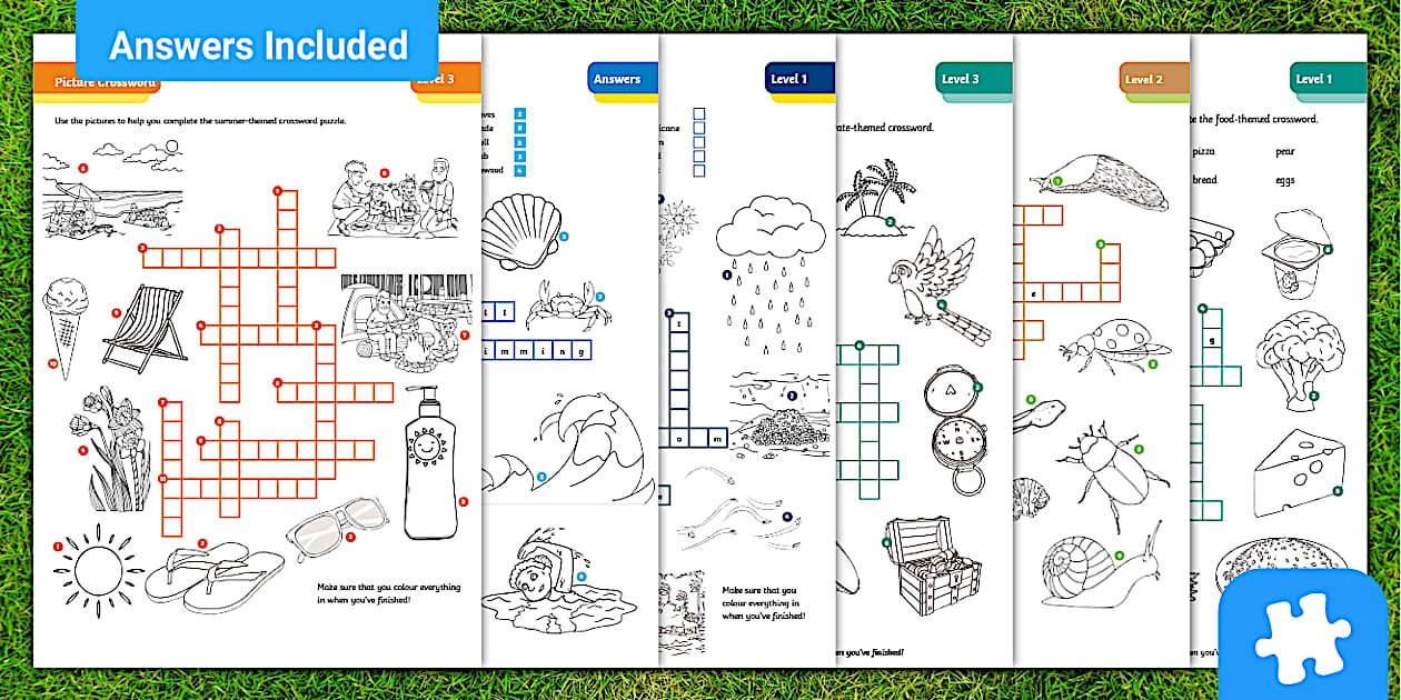 Twinkl Summer Holiday End of Year Fun Picture Crossword Pack