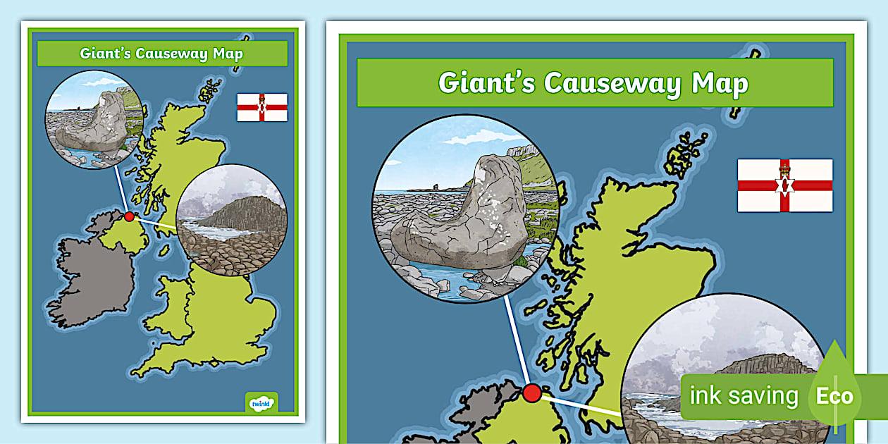 Giant's Causeway Map Display Poster (teacher made) - Twinkl