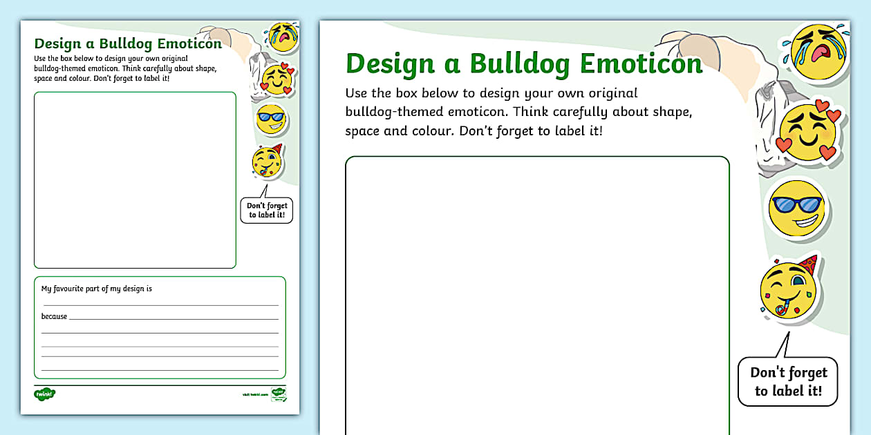 Design Your Own Bulldog Emoticon Activity Sheet - Twinkl