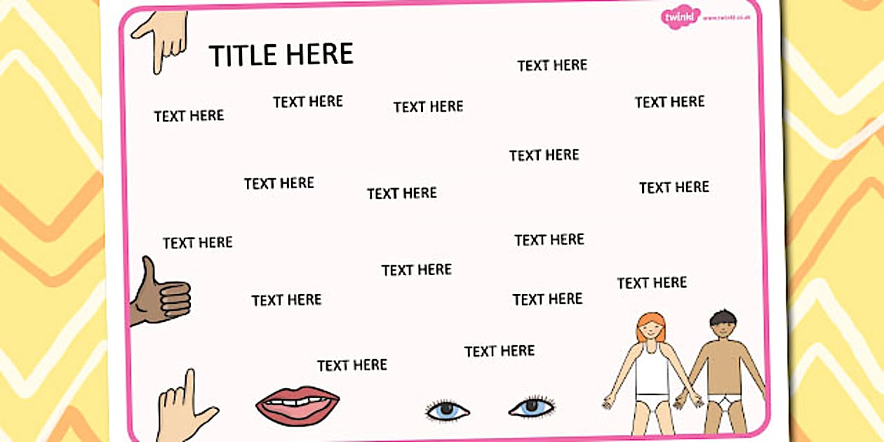 Black and White My Body Themed Editable Word Mat - Twinkl