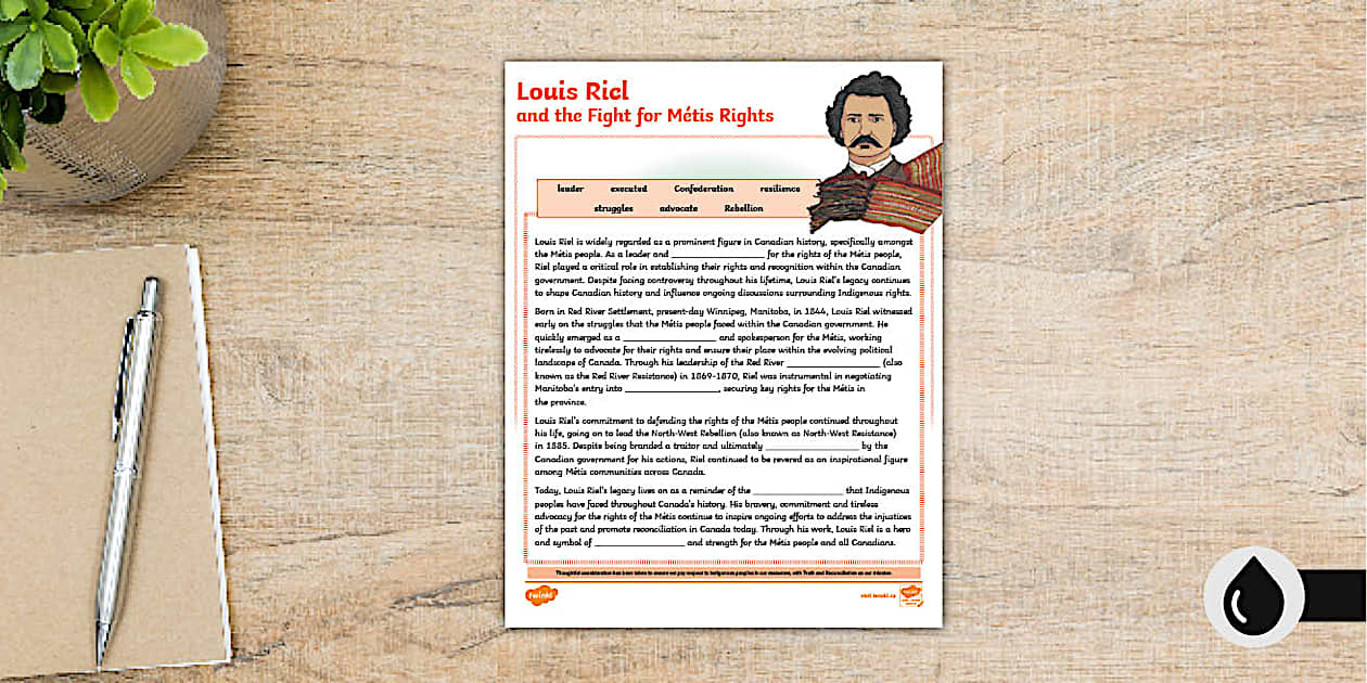 FREE! - All about Louis Riel Cloze Activity (teacher made)