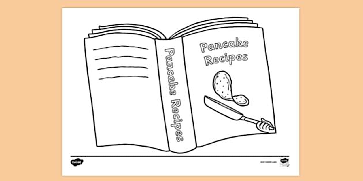 Pancake Recipe Book Colouring | Colouring Sheet - Twinkl