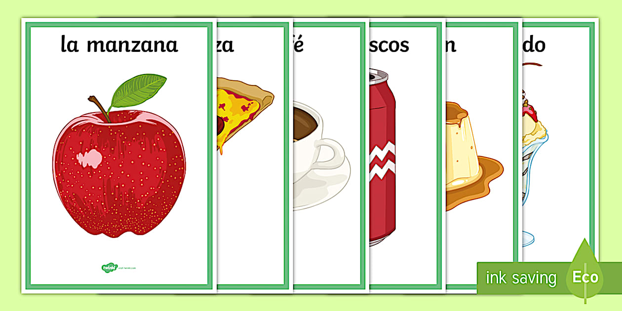 Editable Food and Drink Display Posters Spanish - Twinkl