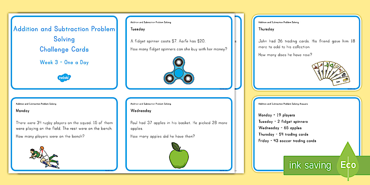 Operations and Algebraic Thinking Challenge Cards for 1st-2nd Grade