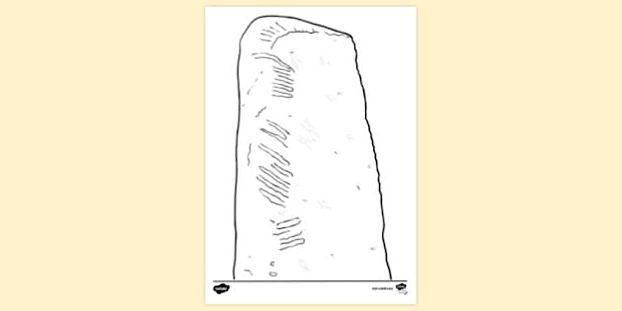 Ogham Stone Colouring Sheet | Colouring Sheets - Twinkl