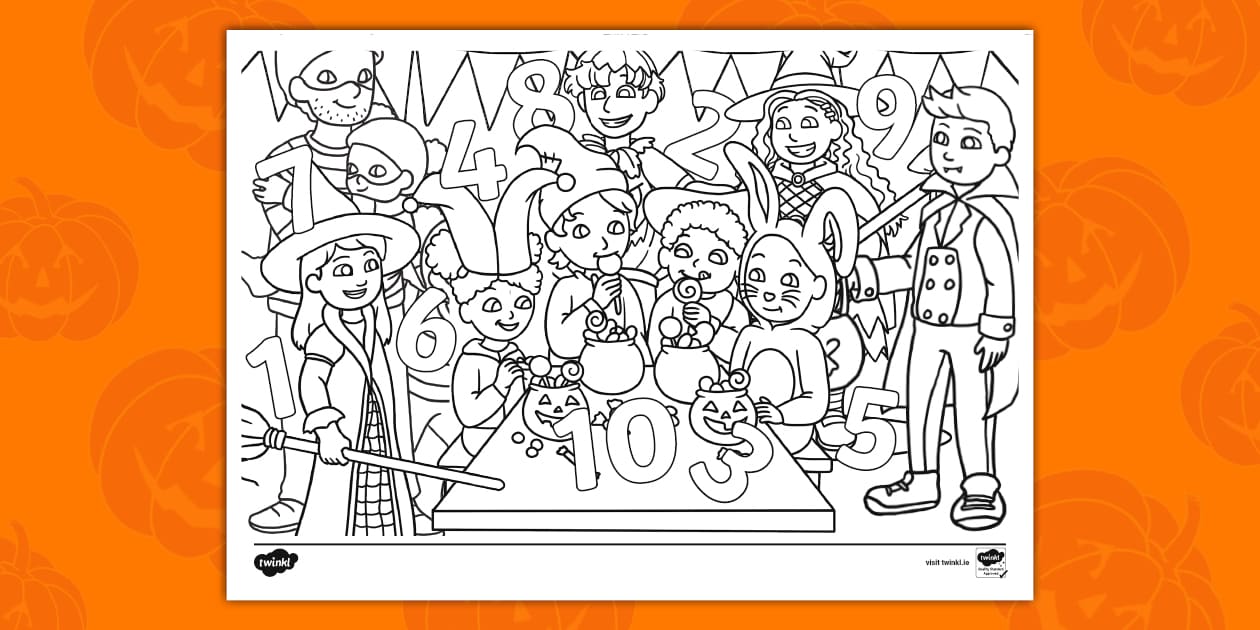 Halloween Numbers 1-10 Colouring Page (teacher made)