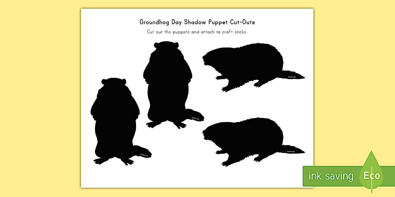 Groundhog Day Template | Puppet Cut-outs | Twinkl USA