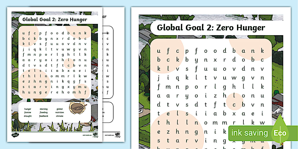 All About Global Goals: Zero Hunger Word Search - Twinkl