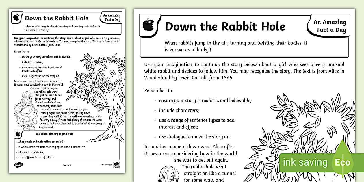 Down the Rabbit Hole Worksheet / Worksheet (teacher made)