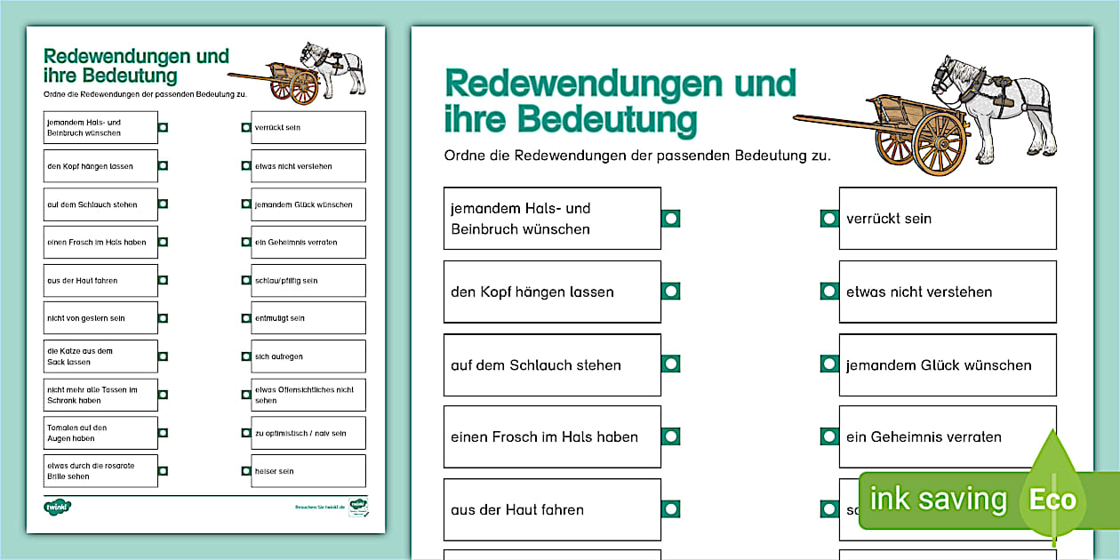 Deutsche Redewendungen I Grundschule I 3./4. Klasse - Twinkl