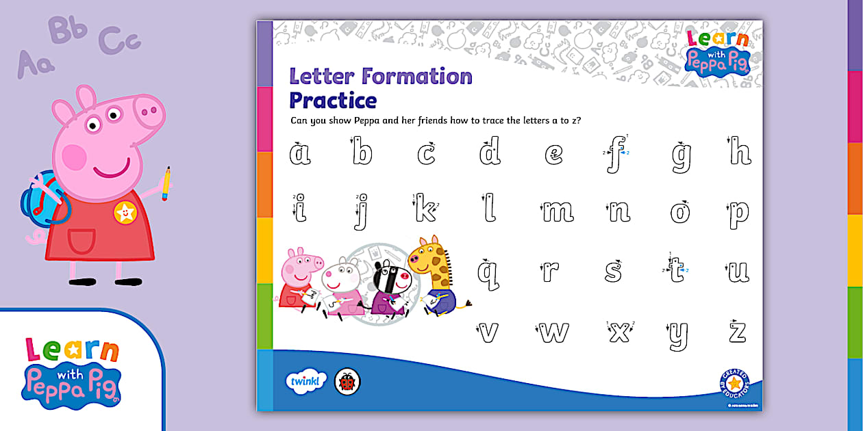 FREE! - Peppa Pig: Lowercase Letter Formation Mat - Twinkl