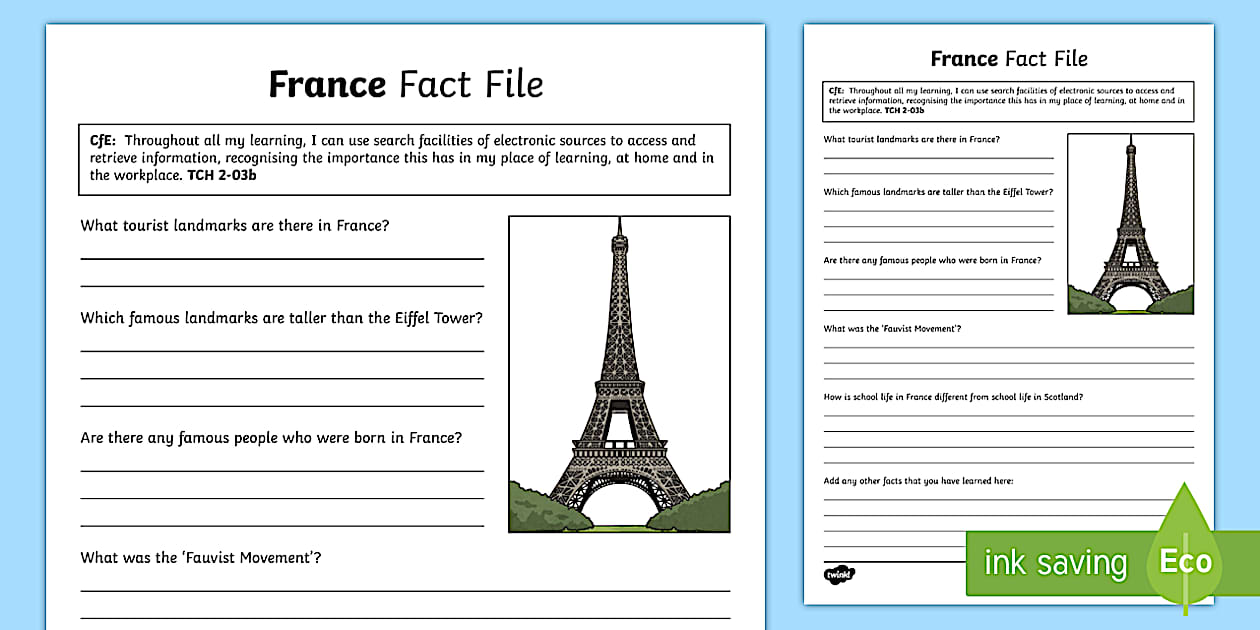 France Fact File (teacher made) - Twinkl