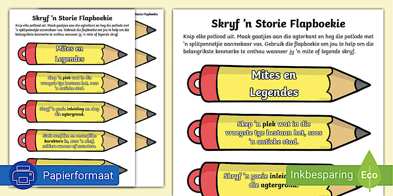 Mites en Legendes: Skryf 'n Storie Flapboekie (teacher made)